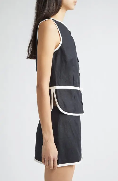 TANNER FLETCHER Pauline Linen Bow Top