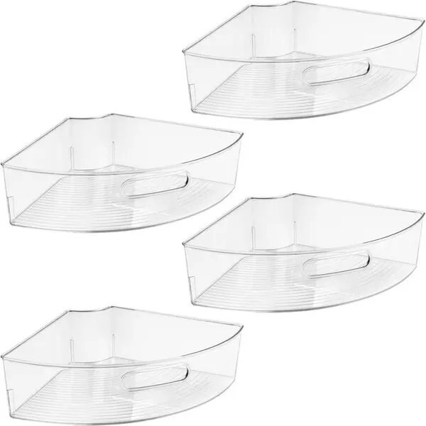 LINUS Lazy Susan 1/4 Wedge Bin With Handle, Set Of 4 - Clear
