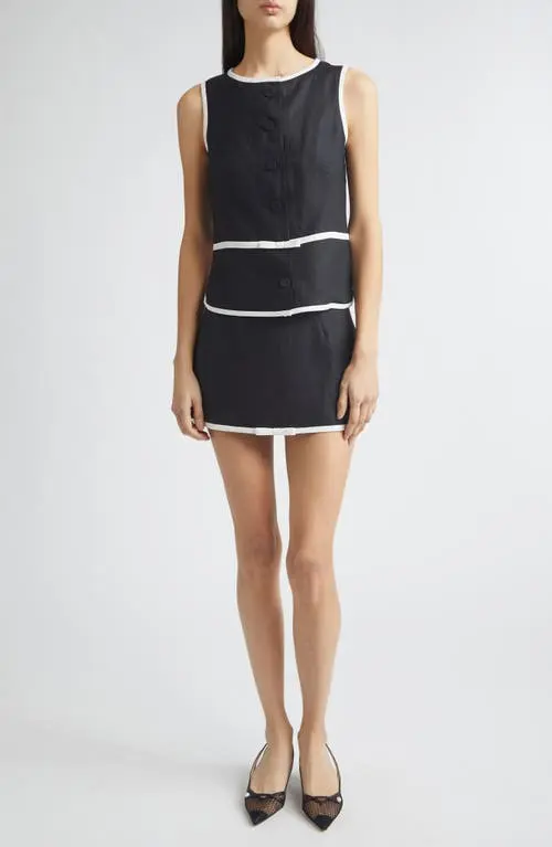 TANNER FLETCHER Paula Linen Bow Miniskirt
