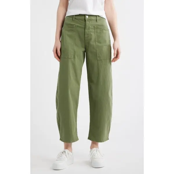 Frank & Eileen Bray Barrel Leg Cotton Twill Pants - Olive