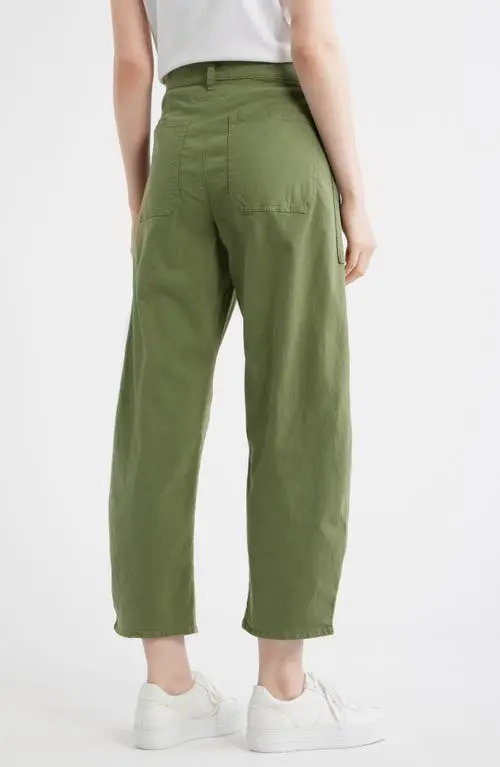 Frank & Eileen Bray Barrel Leg Cotton Twill Pants - Olive