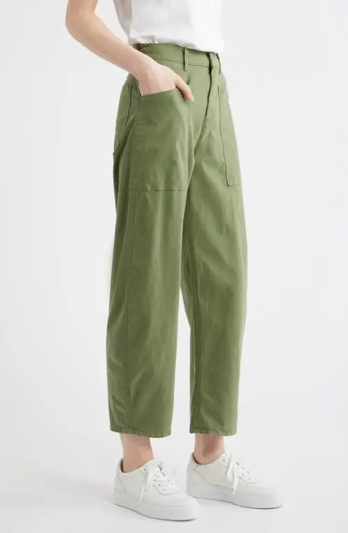 Frank & Eileen Bray Barrel Leg Cotton Twill Pants - Olive
