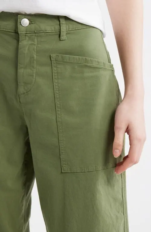 Frank & Eileen Bray Barrel Leg Cotton Twill Pants - Olive