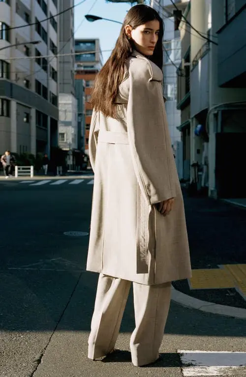Mango Wool Double-breasted Trench Coat