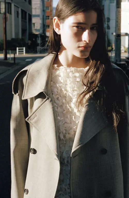 Mango Wool Double-breasted Trench Coat