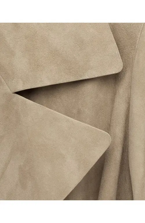 Mango Long Belted Suede Trench Coat