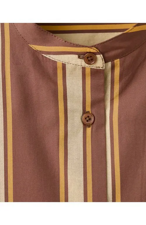 Mango Stripe Long Sleeve Cotton Nightgown