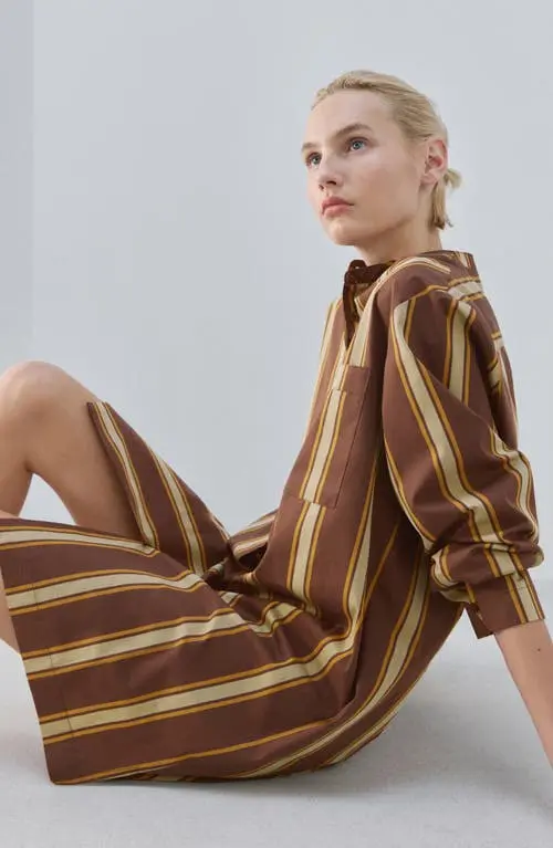 Mango Stripe Long Sleeve Cotton Nightgown