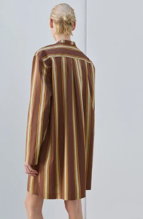 Mango Stripe Long Sleeve Cotton Nightgown