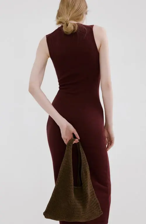Mango Knit Column Midi Dress - Wine