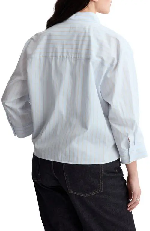 Mango Striped Cotton Button-up Shirt - Sky Blue