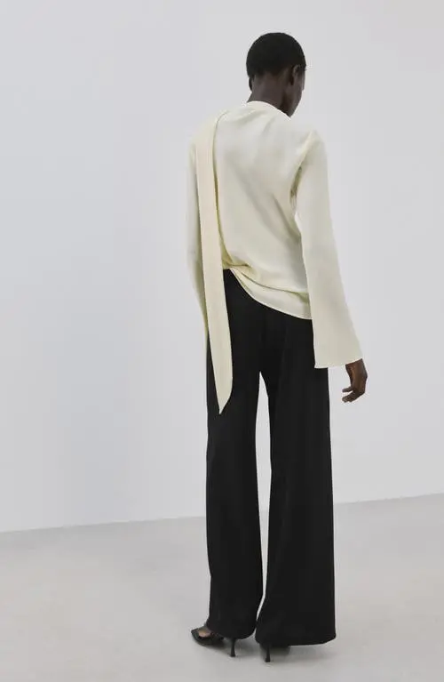Mango Side Piped Knit Wide Leg Pants - Black