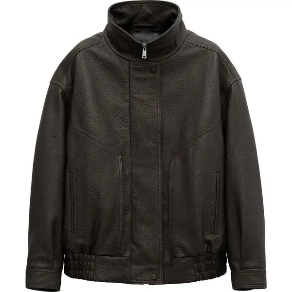 Mango Oversized Leather Jacket