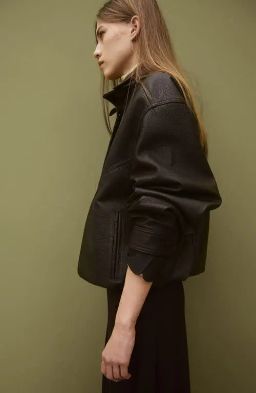 Mango Oversized Leather Jacket