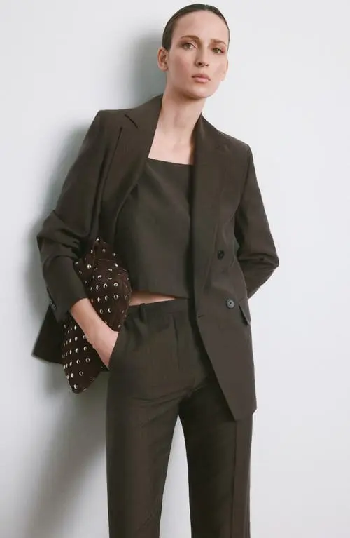 Mango Lyocell Blend Straight Leg Trousers