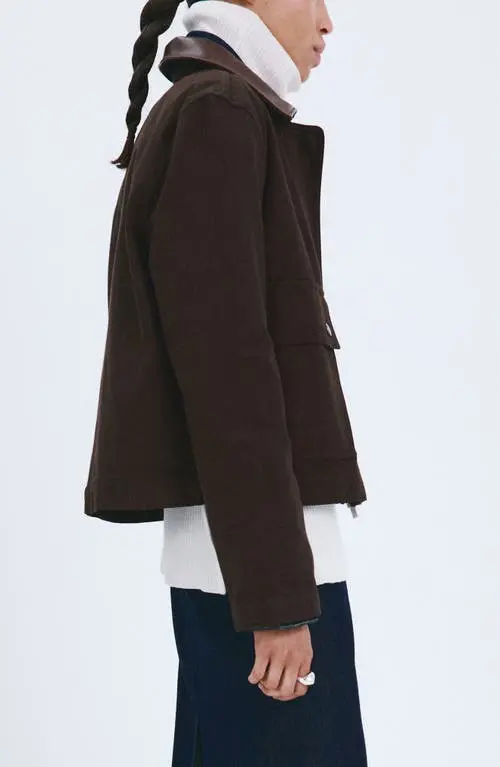 Mango Denim And Faux Leather Barn Jacket