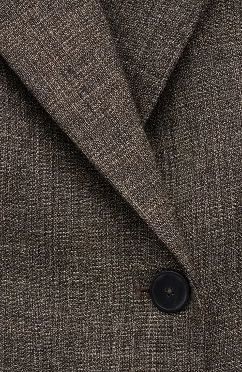 Mango Herringbone Double-breasted Blazer - Chocolate