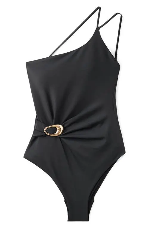 Mango Asymmetric O-ring One-piece Swimsuit - Black