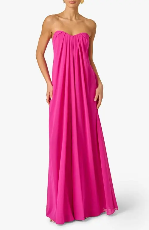 Adrianna Papell Chiffon Trapeze Gown - Pink Flame