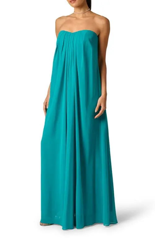 Adrianna Papell Chiffon Trapeze Gown - Turquoise