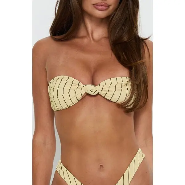 Princess Polly Strapless Striped Bandeau Bikini Top - Yellow