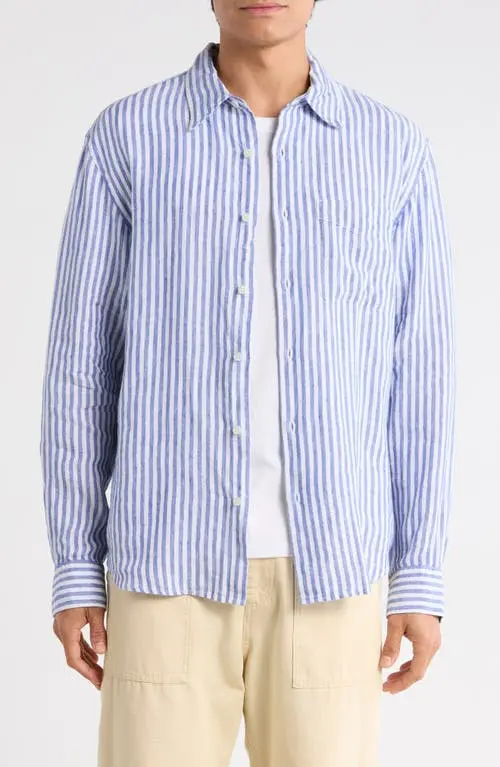 Madewell Linen & Organic Cotton Button-up Shirt - Blue Stripe