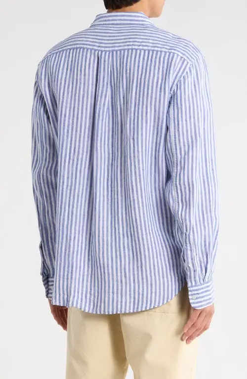Madewell Linen & Organic Cotton Button-up Shirt - Blue Stripe