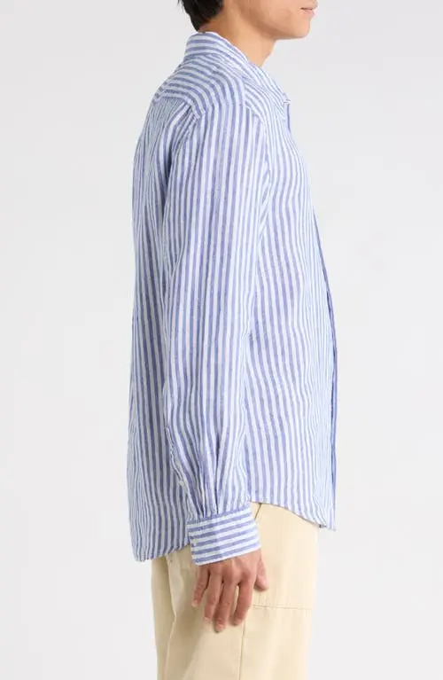 Madewell Linen & Organic Cotton Button-up Shirt - Blue Stripe