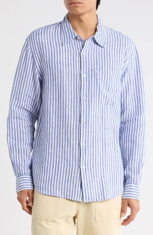 Madewell Linen & Organic Cotton Button-up Shirt - Blue Stripe