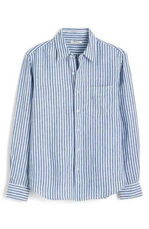 Madewell Linen & Organic Cotton Button-up Shirt - Blue Stripe