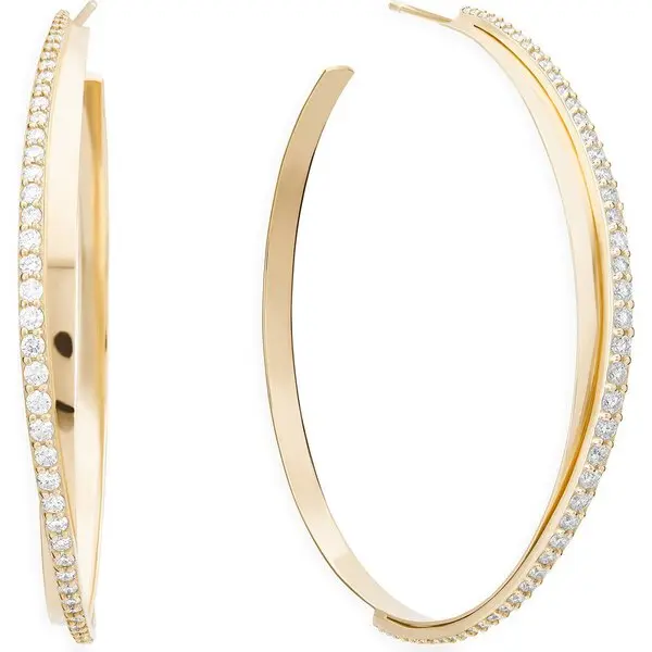 Lana Jewelry 14k Gold Diamond Crossover Hoop Earrings - Yellow Gold