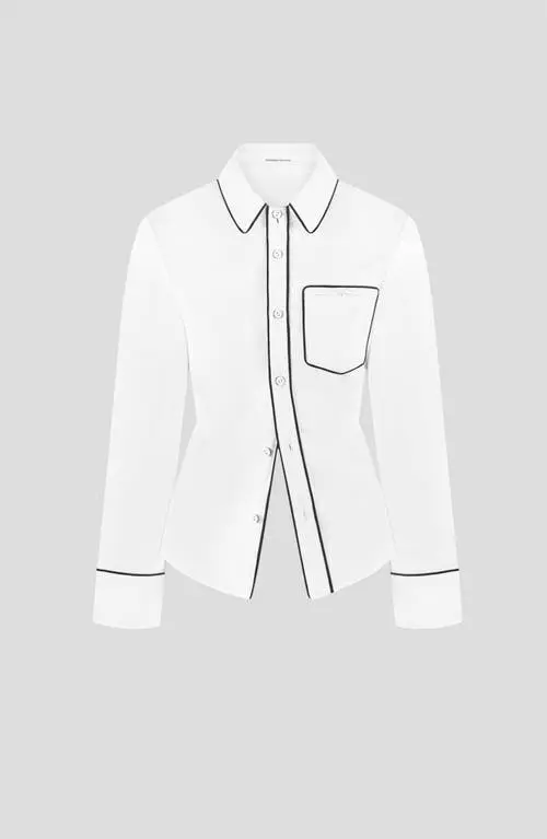 Manière De Voir Contrast Piped Backless Tie Shirt - White/black