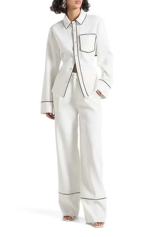 Manière De Voir Contrast Piped Backless Tie Shirt - White/black