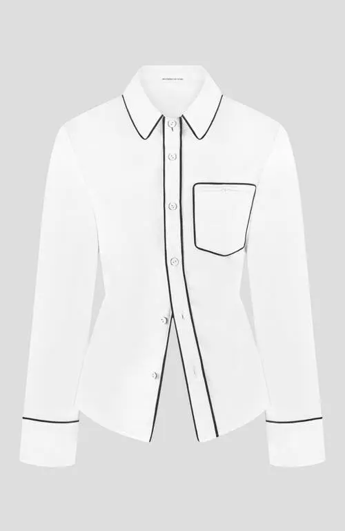 Manière De Voir Contrast Piped Backless Tie Shirt - White/black