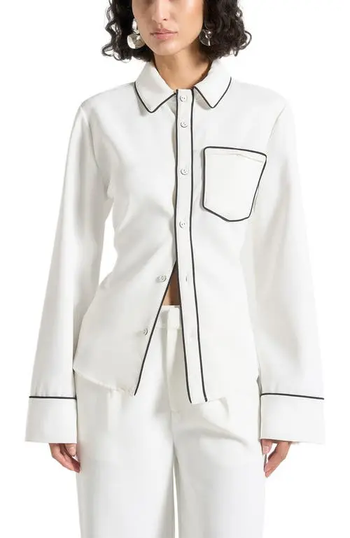 Manière De Voir Contrast Piped Backless Tie Shirt - White/black