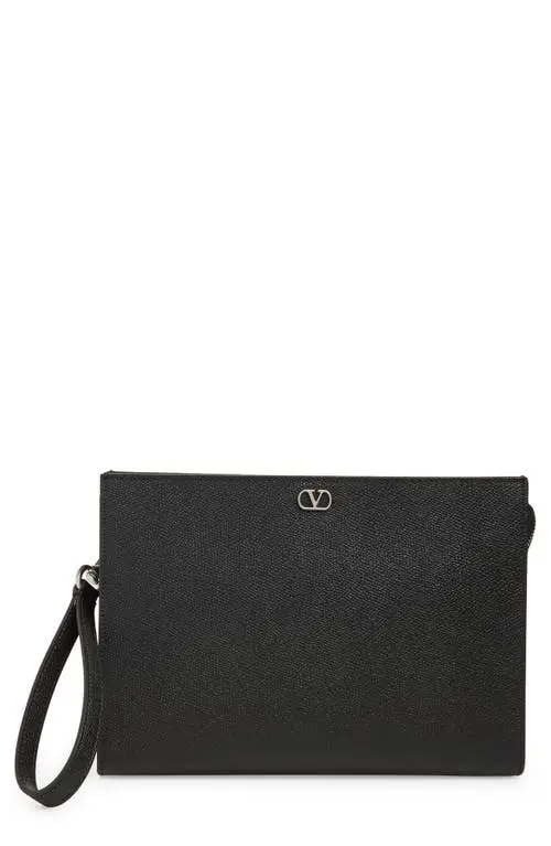 Valentino Garavani Vlogo Leather Zip Pouch - Black