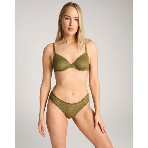 NUDEA Honeycomb Semi-demi Balconette Bra - Fern