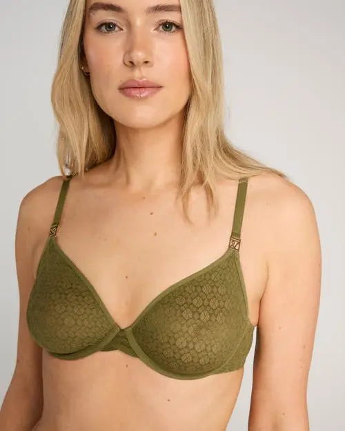 NUDEA Honeycomb Semi-demi Balconette Bra - Fern