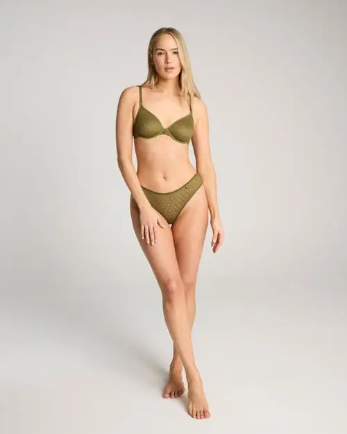 NUDEA Honeycomb Semi-demi Balconette Bra - Fern