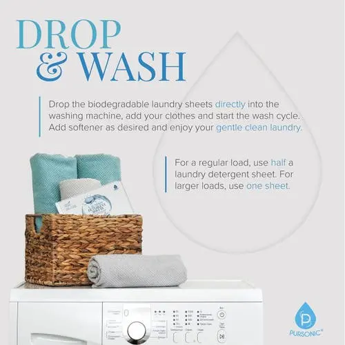 PURSONIC Detergent Sheets & New Zealand Wool Dryer Balls Set