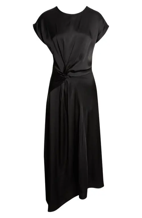 Victoria Beckham Aria Twist Waist Asymmetric Midi Dress - Black