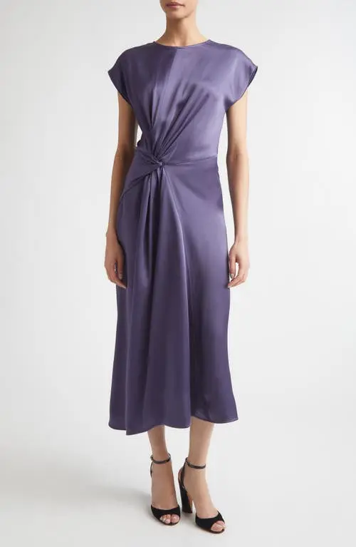 Victoria Beckham Aria Twist Waist Asymmetric Midi Dress - Eclipse