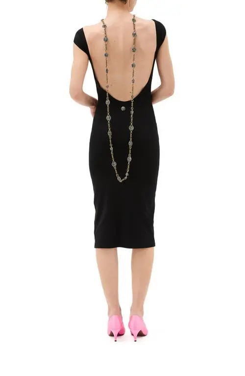 Versace Cotton-blend Sweater Dress With Plunge Back