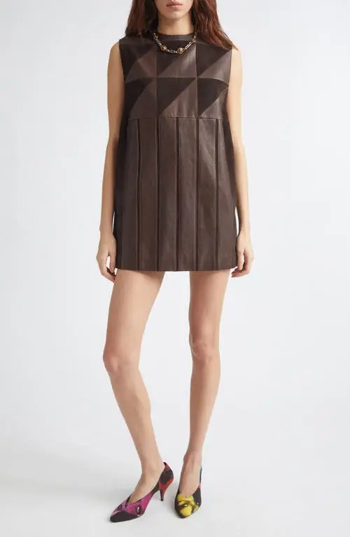 Versace Leather Patchwork Mini Dress - Burnt