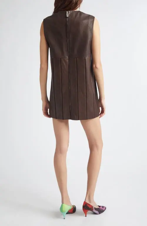 Versace Leather Patchwork Mini Dress - Burnt