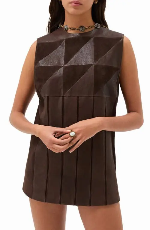 Versace Leather Patchwork Mini Dress - Burnt