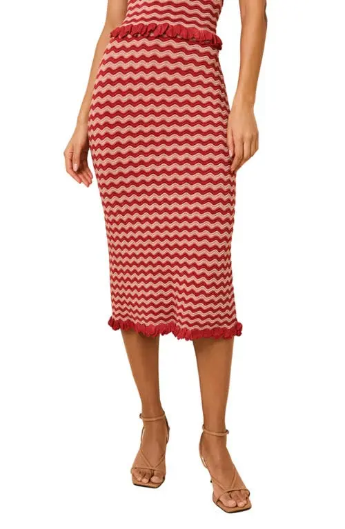Solid & Striped The Diana Wavy Stripe Knit Midi Skirt - Rooftop Red