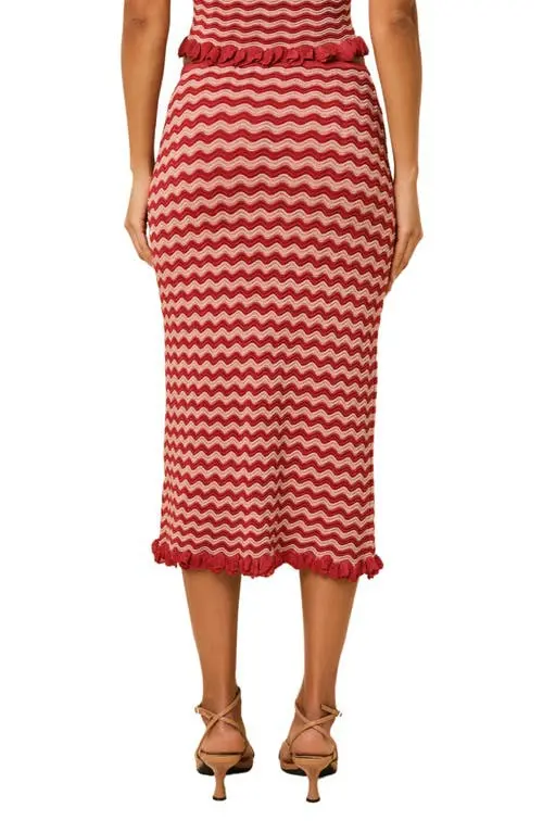 Solid & Striped The Diana Wavy Stripe Knit Midi Skirt - Rooftop Red