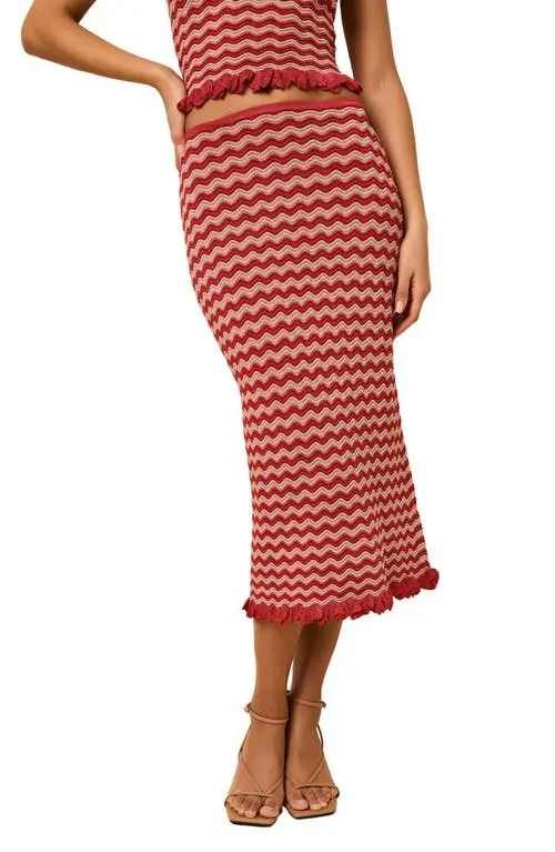 Solid & Striped The Diana Wavy Stripe Knit Midi Skirt - Rooftop Red