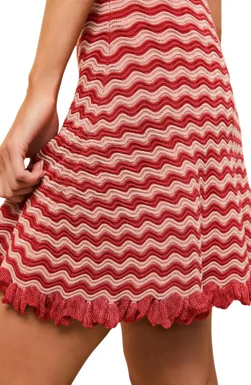 Solid & Striped The Talia Wavy Stripe Knit Minidress - Rooftop Red